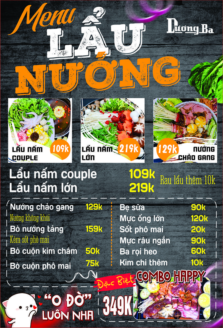 Mẫu menu đẹp dành cho thiết kế giá rẻ - In ấn Ưu Việt